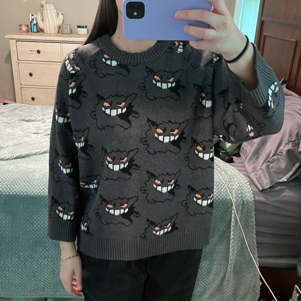 Pokmon Gengar Dark Grey Knit Sweater - Gem
